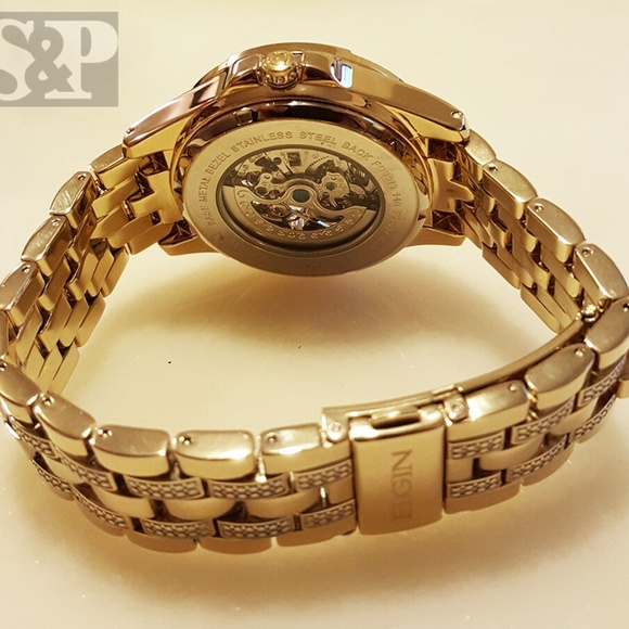 elgin | Accessories | Elgin Skeleton Automatic Gold Plated Luxury Watch ...